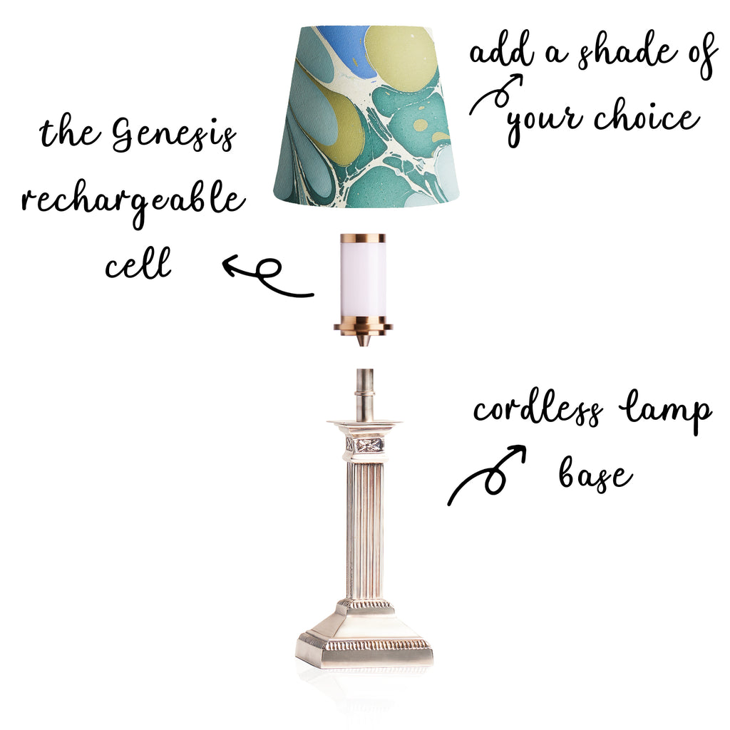 Freya cordless table lamp in antique silver