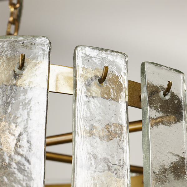 Starsky chandelier with clear recycled blown glass strips