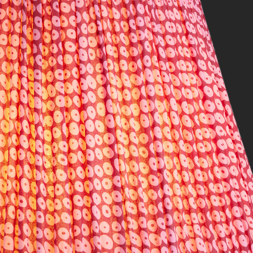 12 inch empire shade in pink block printed cotton