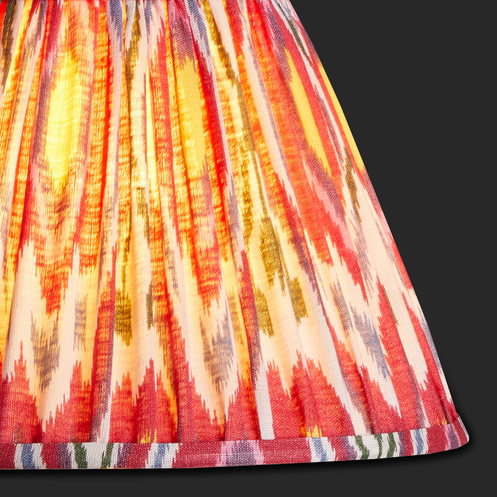 10 inch empire printed linen ikat shade for cordless lamps in heraldic