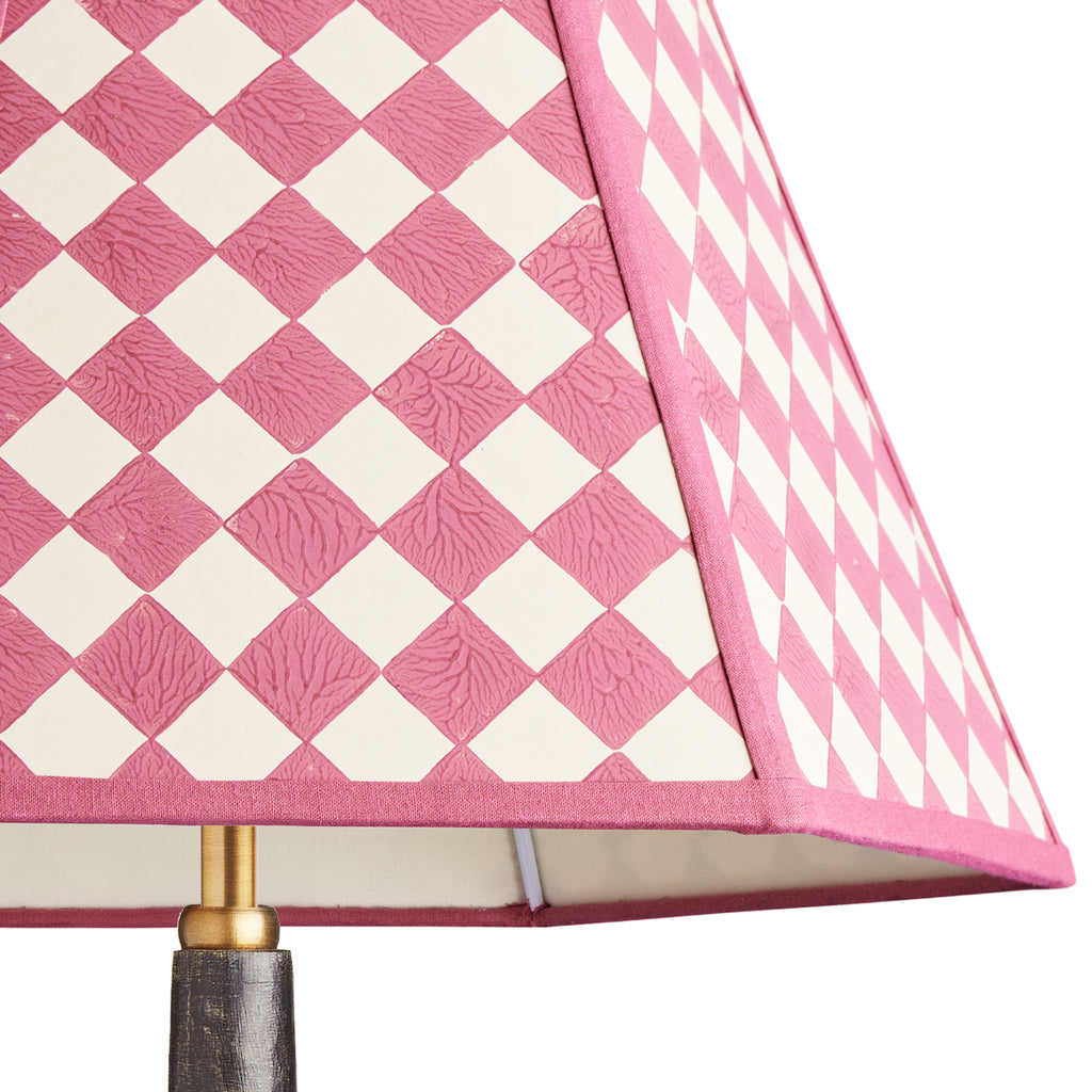 10 inch Milford check hexagon shade for cordless lamps in raspberry