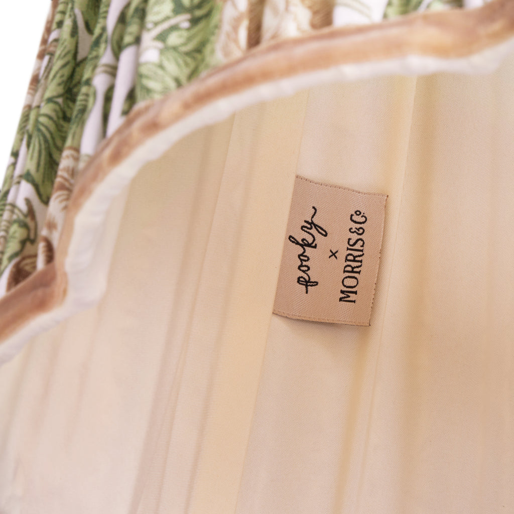 8 inch empire scalloped shade in leafy arbour Rambling Rose linen by M