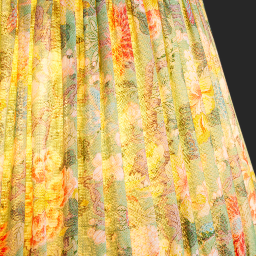 14 inch straight empire shade in emerald Little Magnolia linen by GP