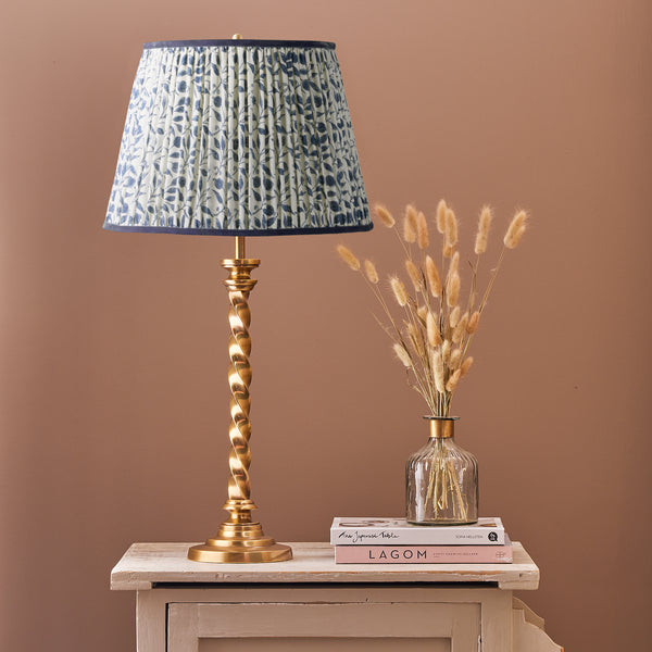 14 inch straight empire shade in indigo rosehip linen by Morris & co