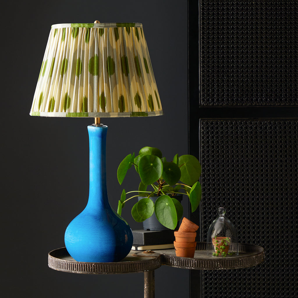 14 inch straight empire shade in egg & spoon ikat gray green silk