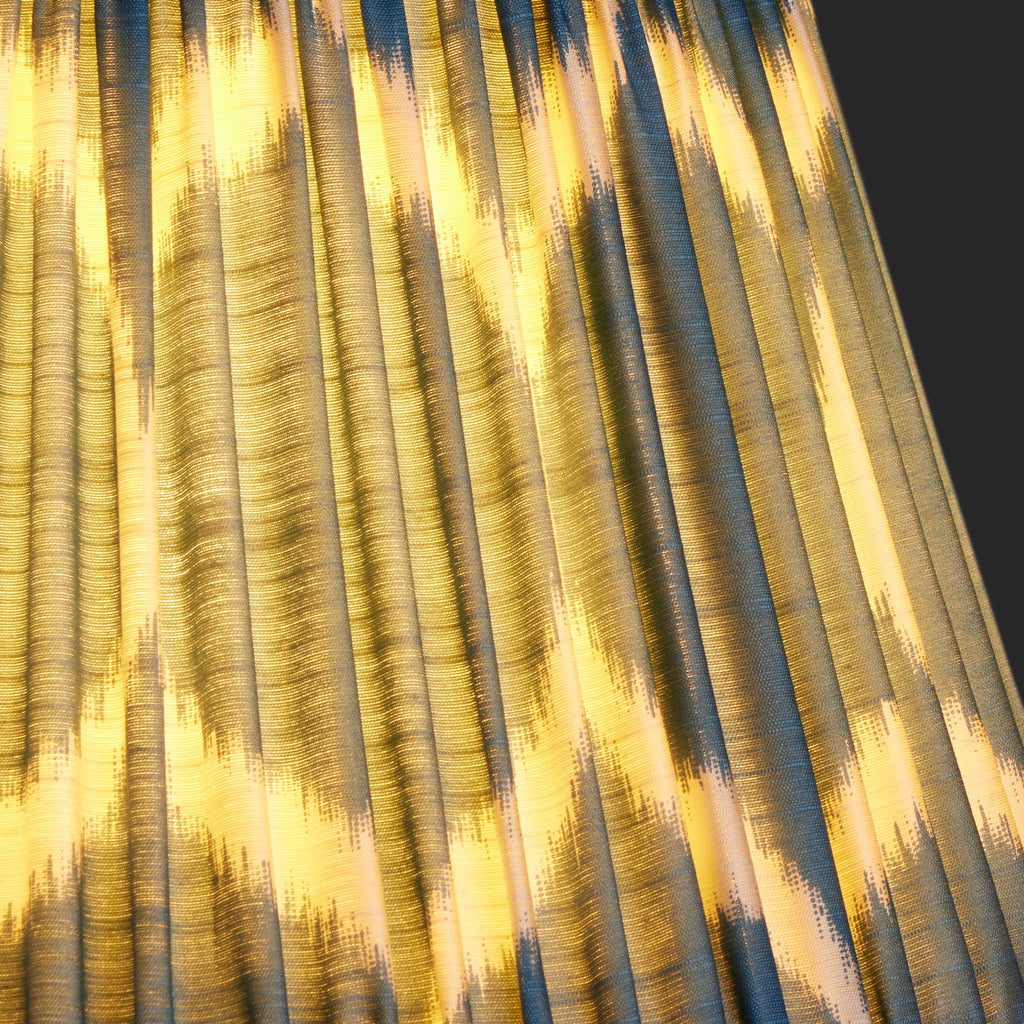 14 inch straight empire printed silk ikat shade in turkish blue Yoda