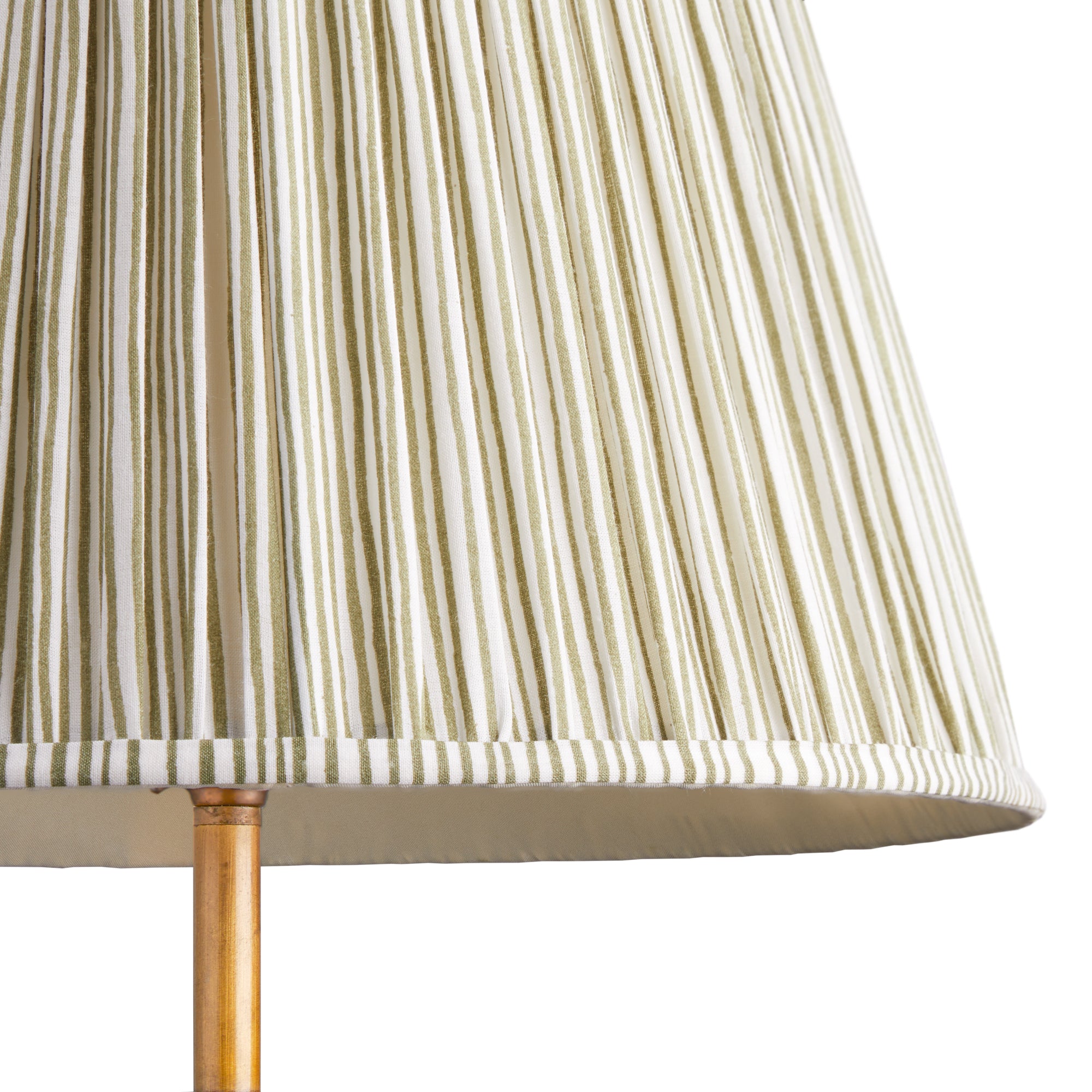 18 inch straight empire shade in green candy stripe block printed cott