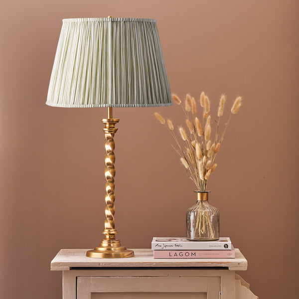 18 inch straight empire shade in green candy stripe block printed cott