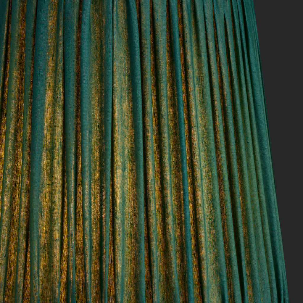16 inch tall tapered shade in pleated jade taj silk