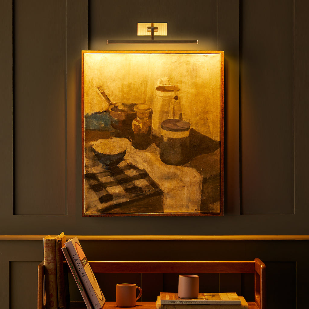 Smaller Blake picture light in antiqued brass