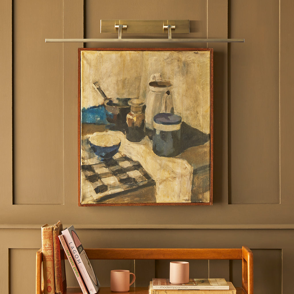 Larger Blake picture light in antiqued brass