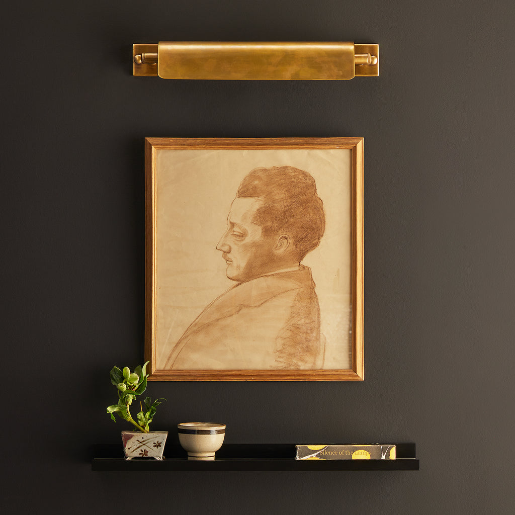 Mondrian picture light in antiqued brass