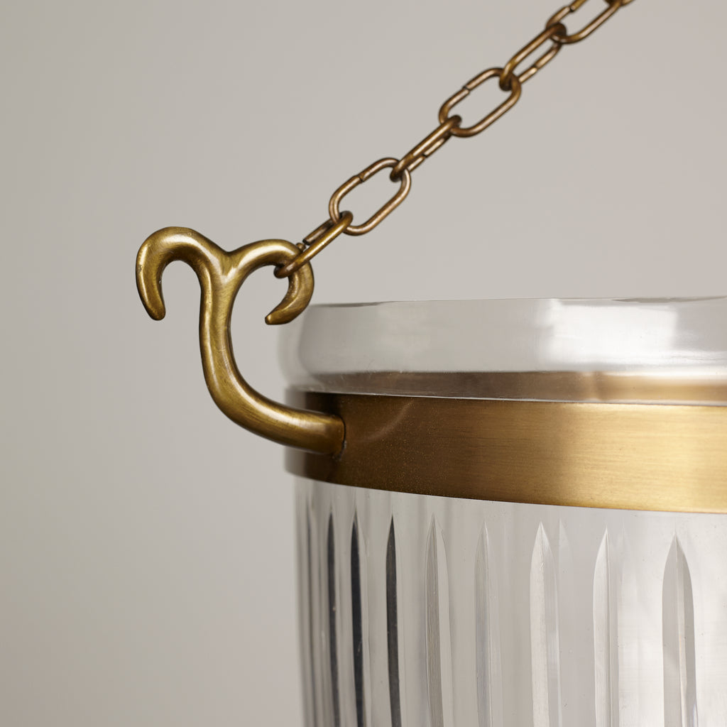 Hydra pendant light in blown glass and antiqued brass