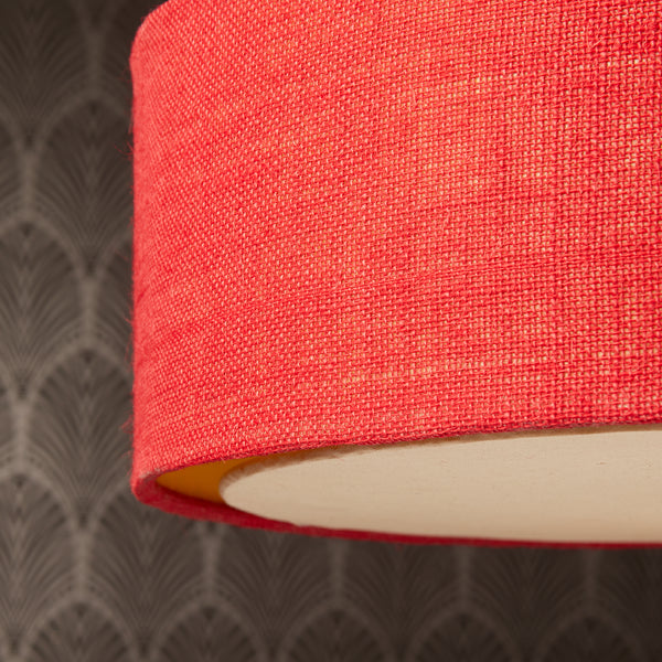 Larger Jute pendant light in red with baffle