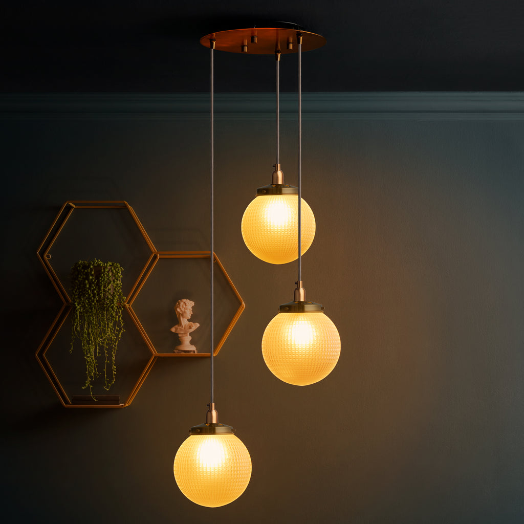 Heath circular ceiling fitting in antiqued brass