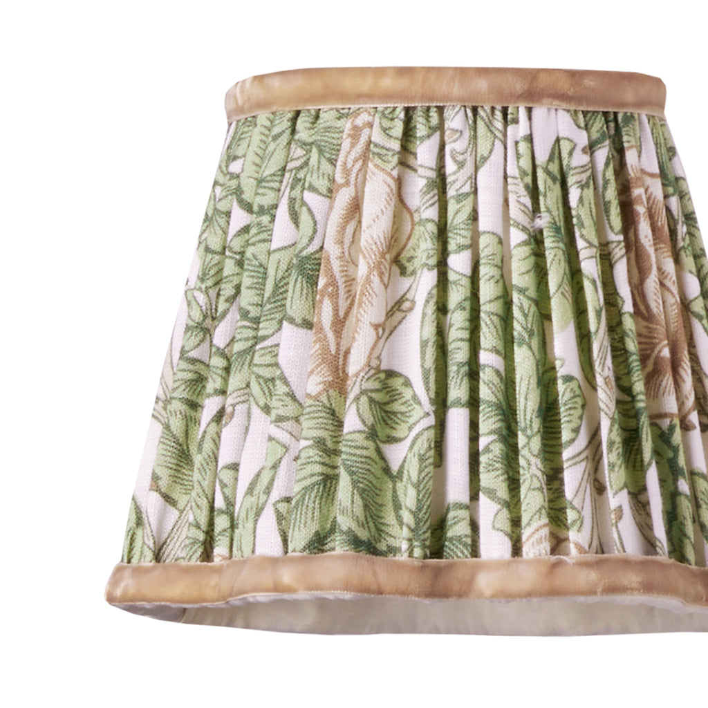 7 inch scalloped pendant shade in leafy arbour Rambling Rose linen by