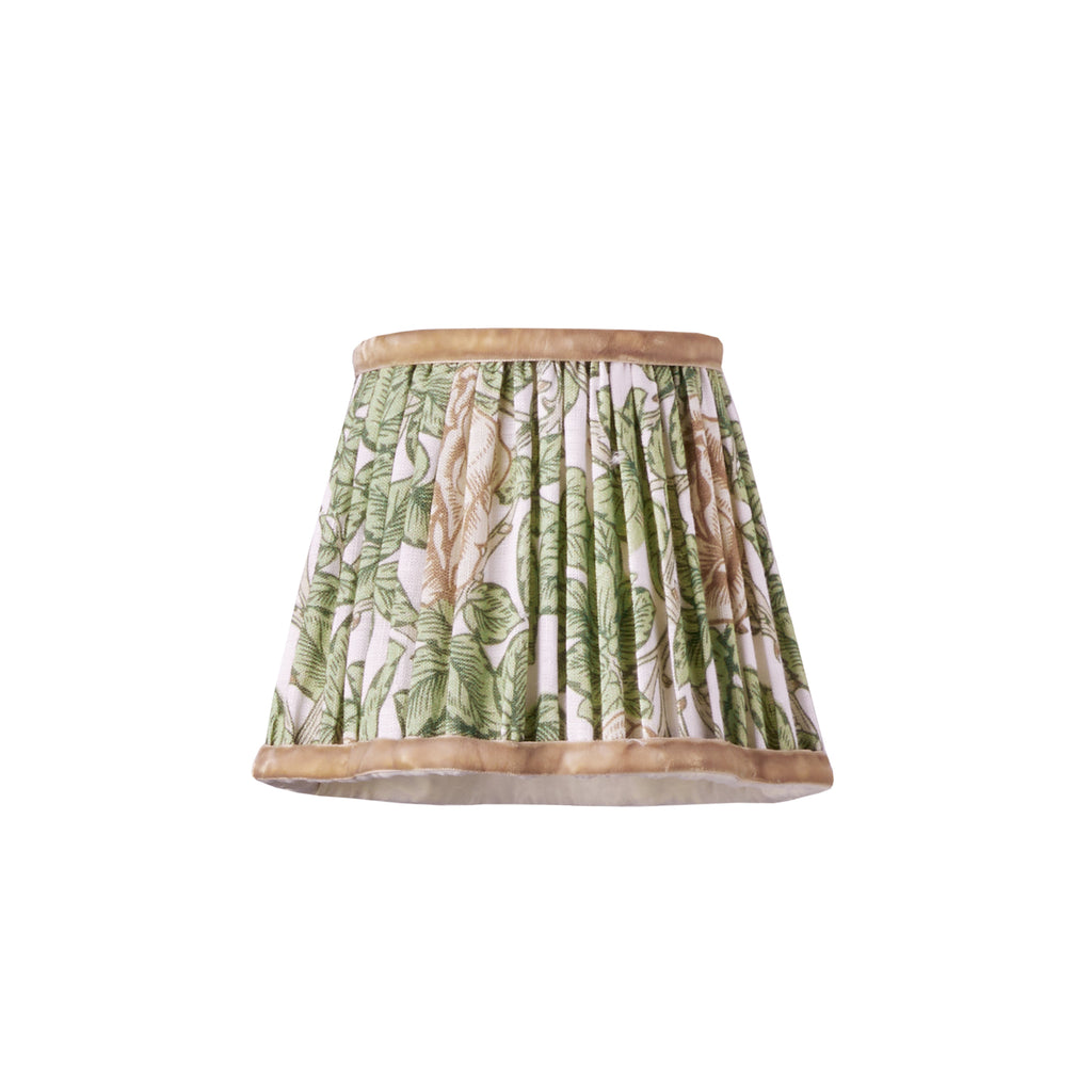 7 inch scalloped pendant shade in leafy arbour Rambling Rose linen by