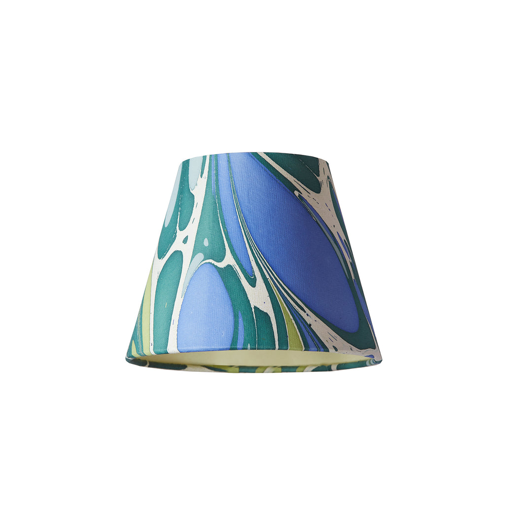 7 inch pendant lamp shade in green and blue roya hand made marbled pap