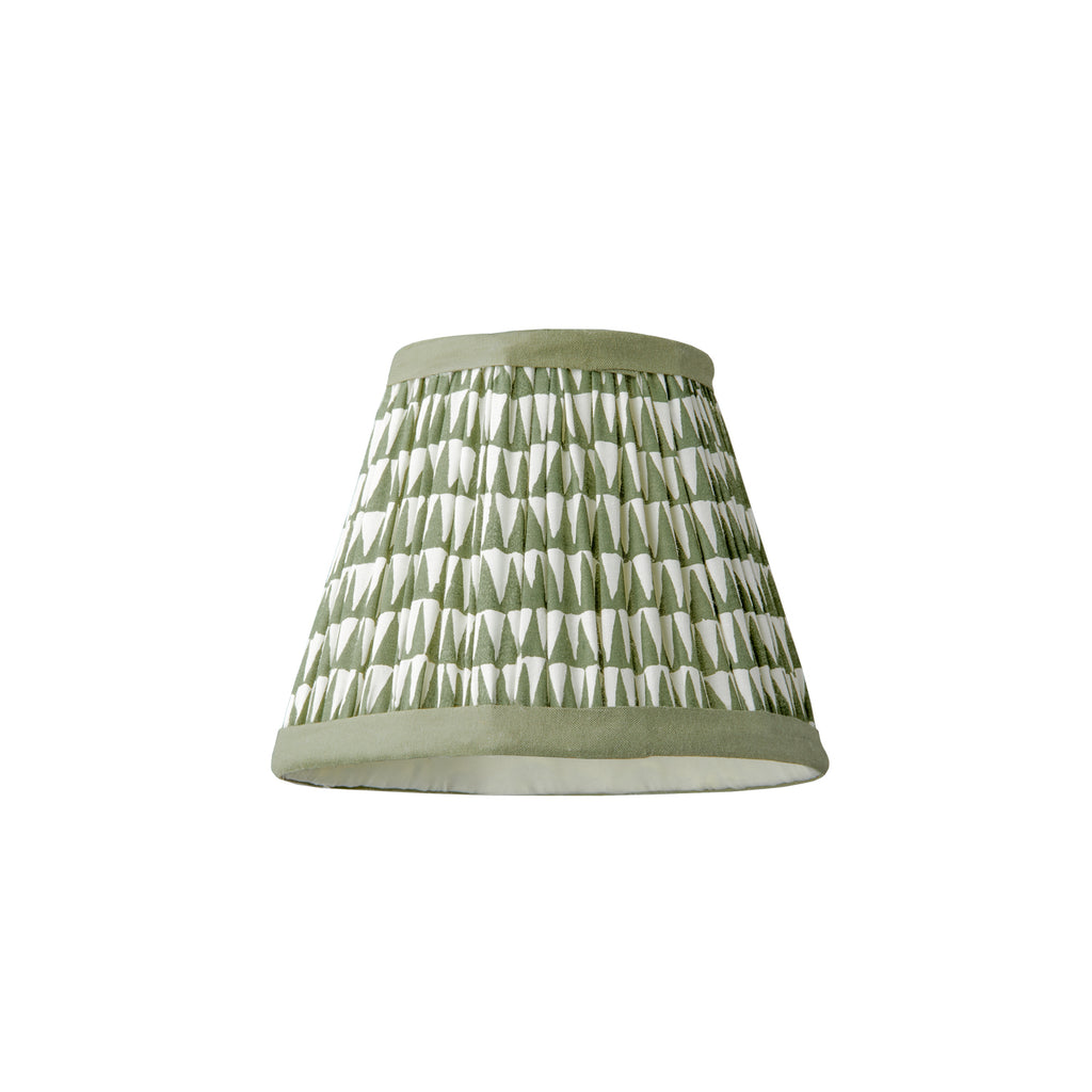 7 inch pendant lamp shade in Savannah block printed cotton in green