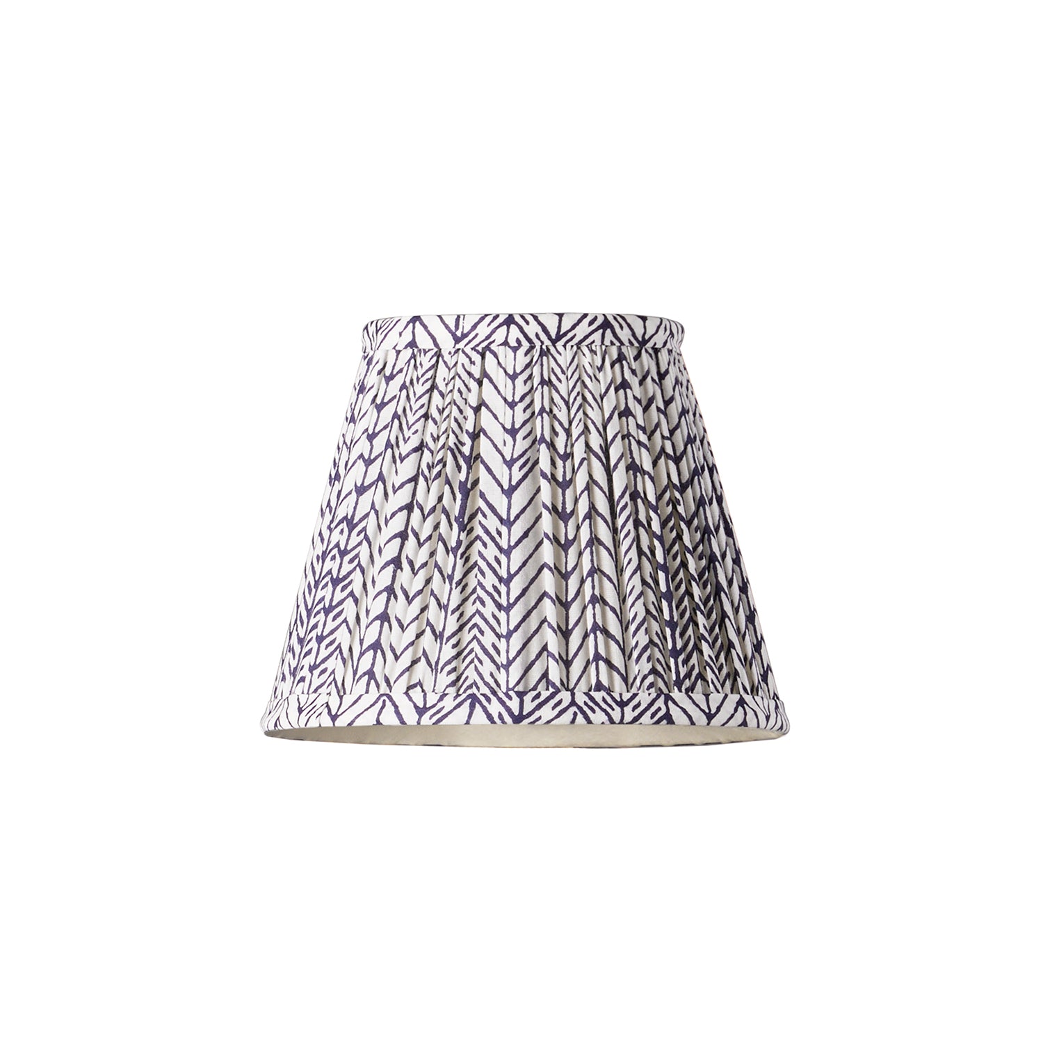 7 inch pendant lamp shade in navy and white wonky chev block printed c