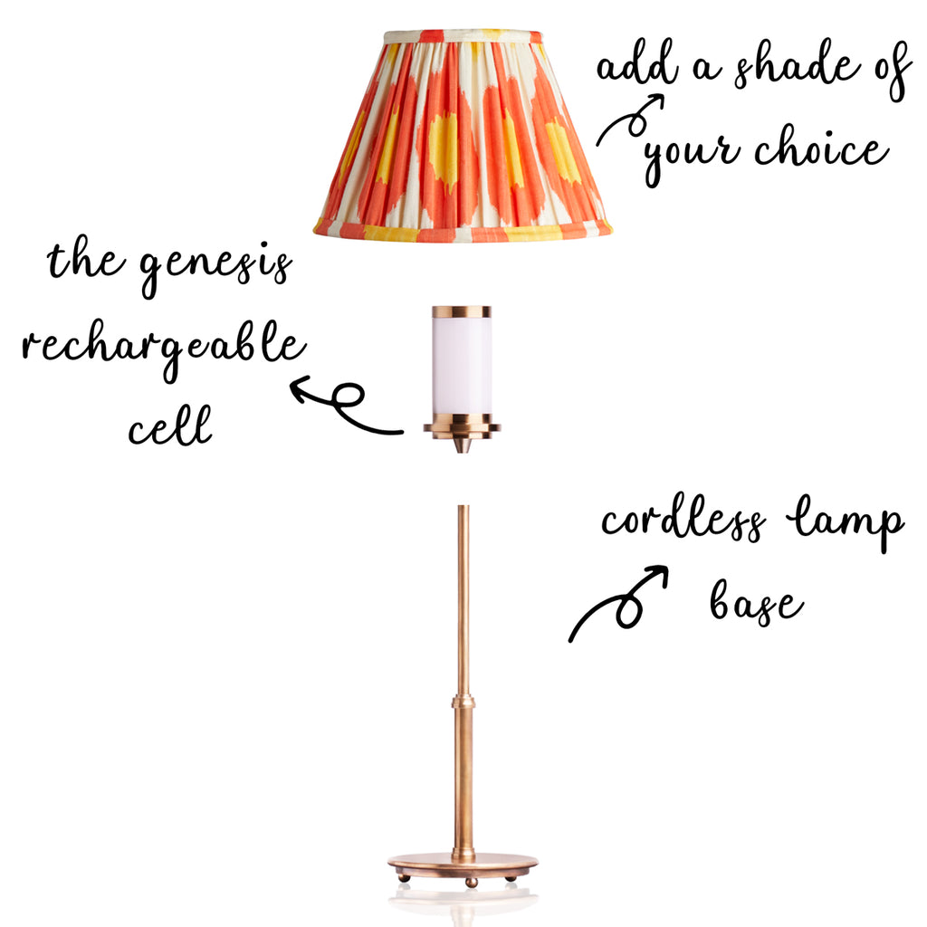 Smaller Pod cordless table lamp in antique brass