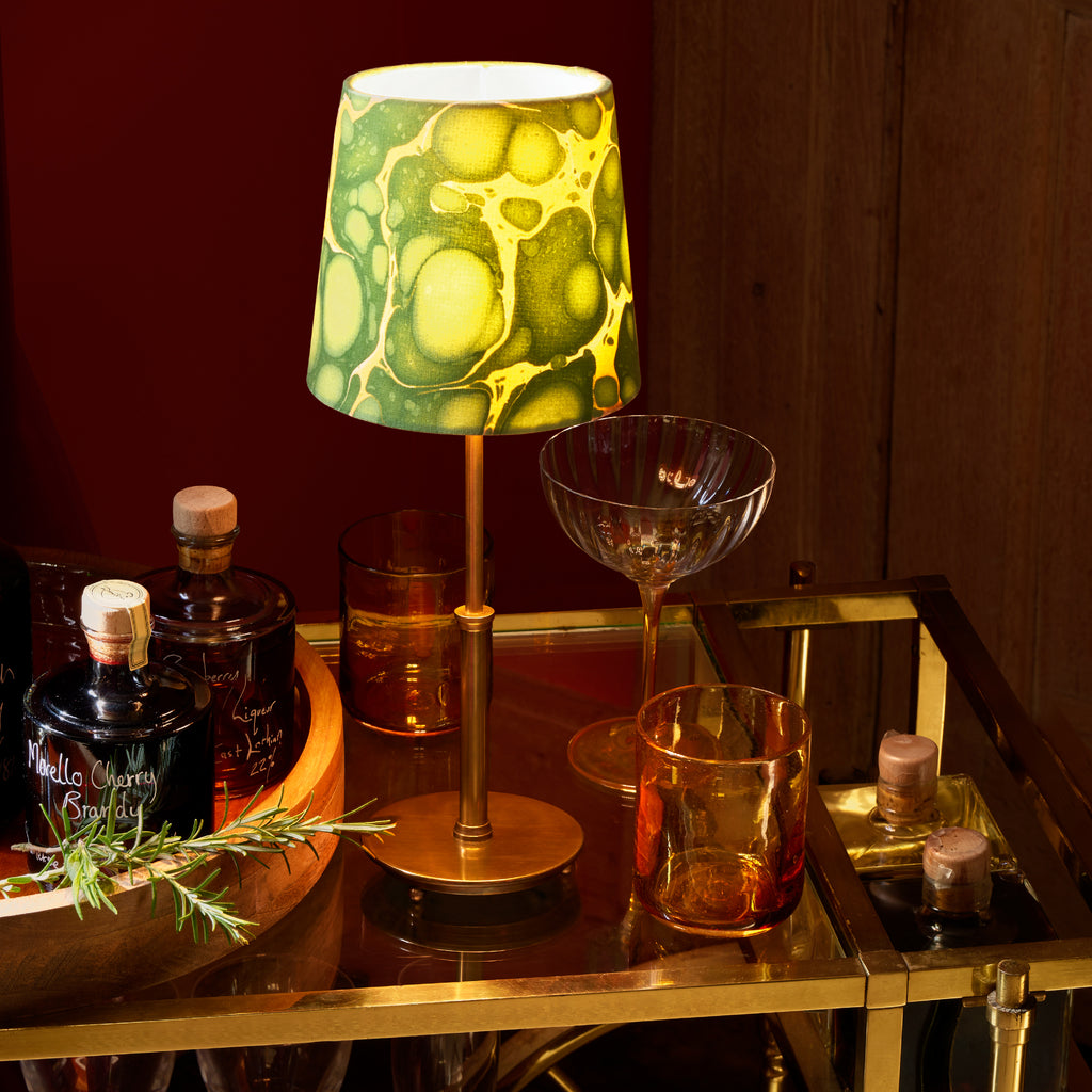 Smaller Pod cordless table lamp in antique brass