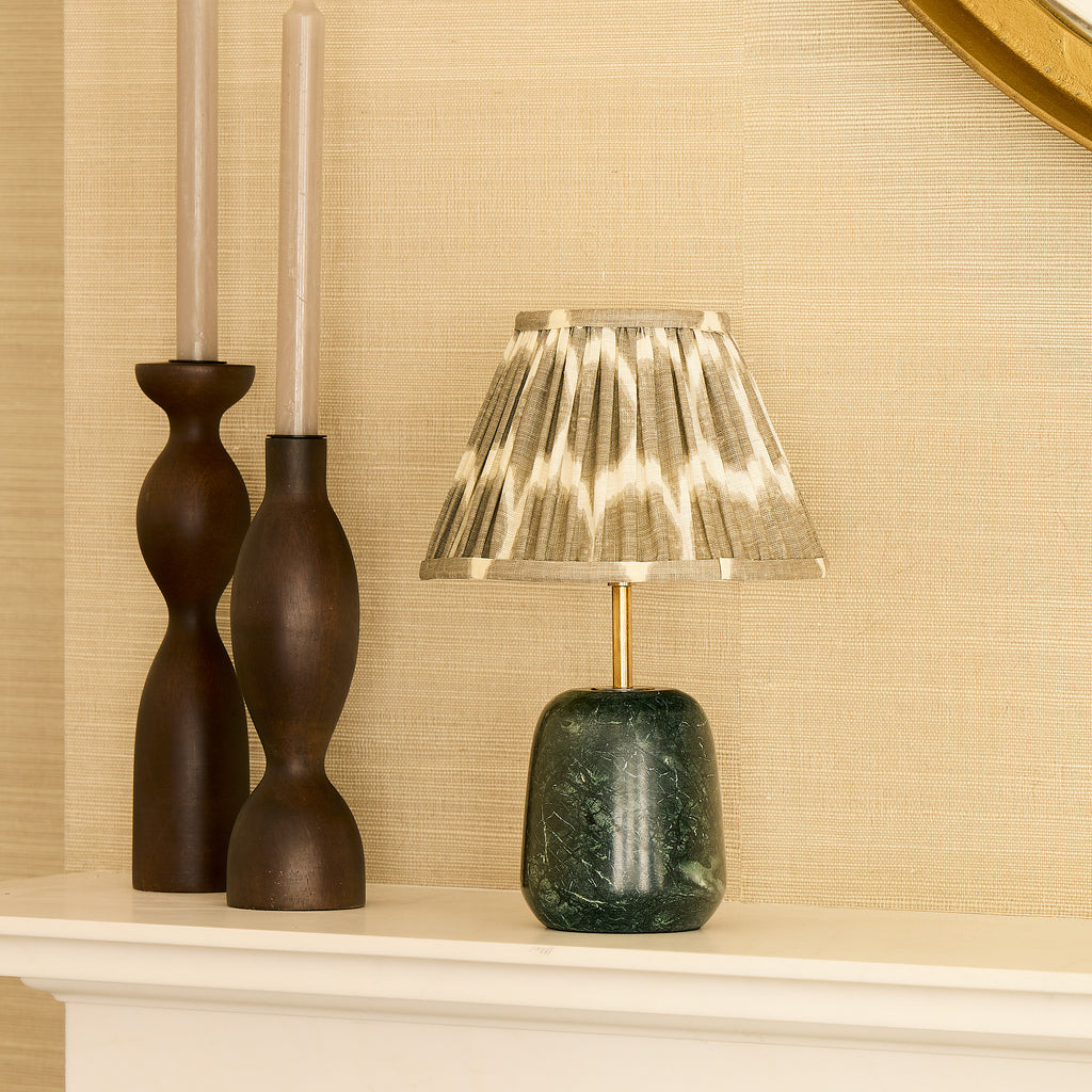 Thimble cordless table lamp in green marble