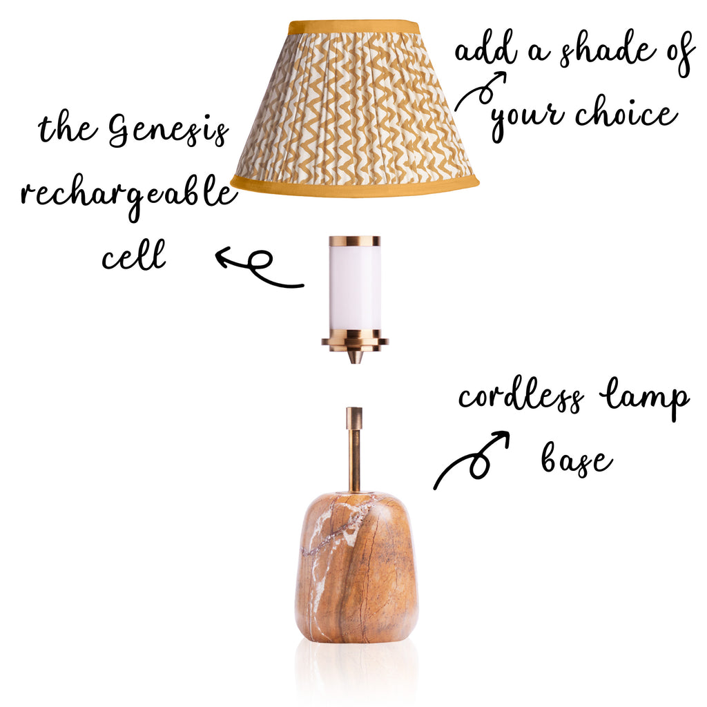 Thimble cordless table lamp in natural marble