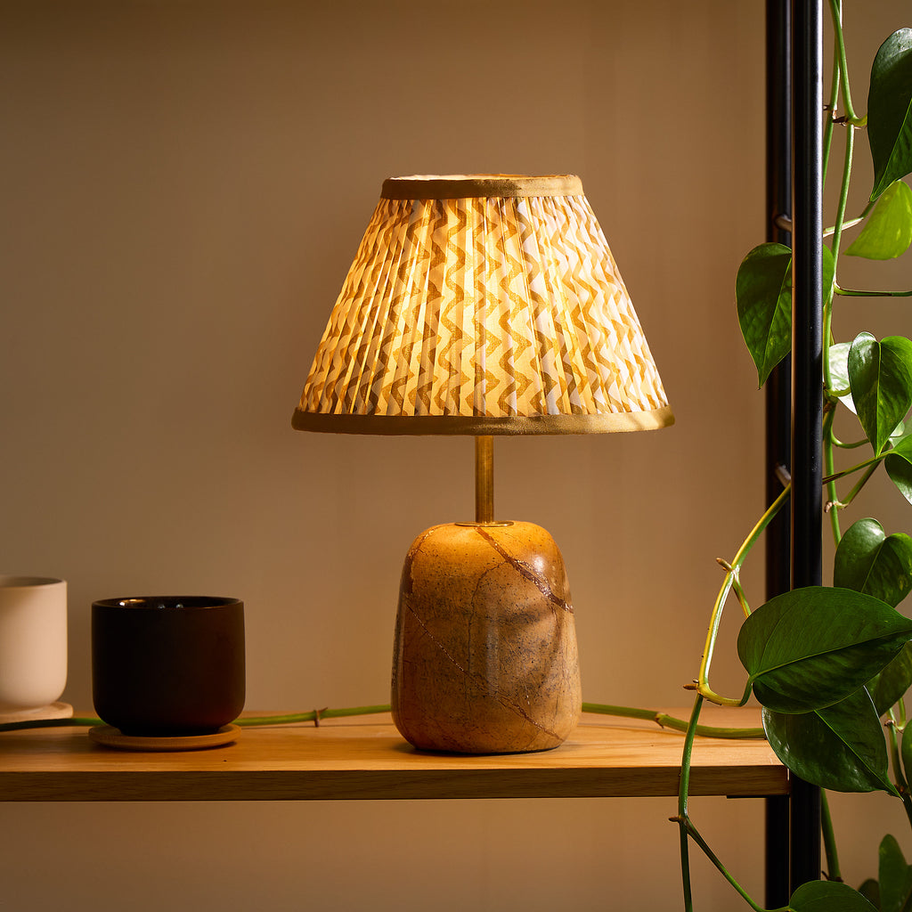 Thimble cordless table lamp in natural marble
