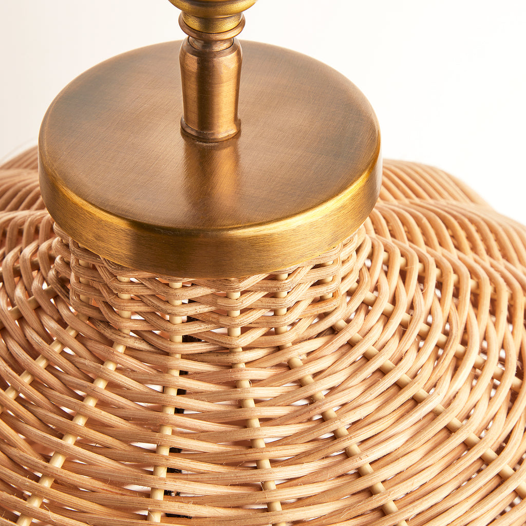 Larger Rattle table lamp in natural cane