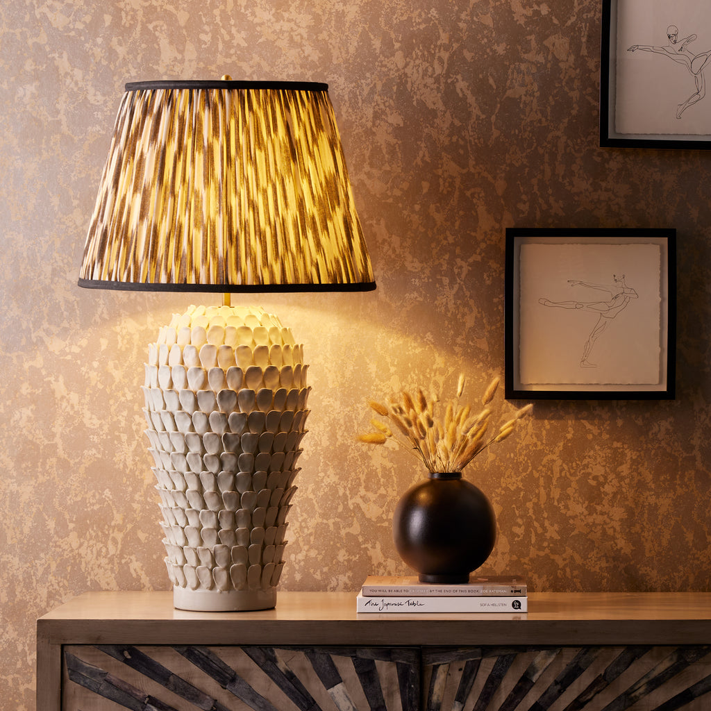 Larger Stucco table lamp in stone ceramic