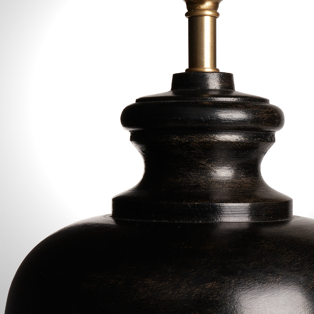 Venus table lamp in wood with a silvery black finish