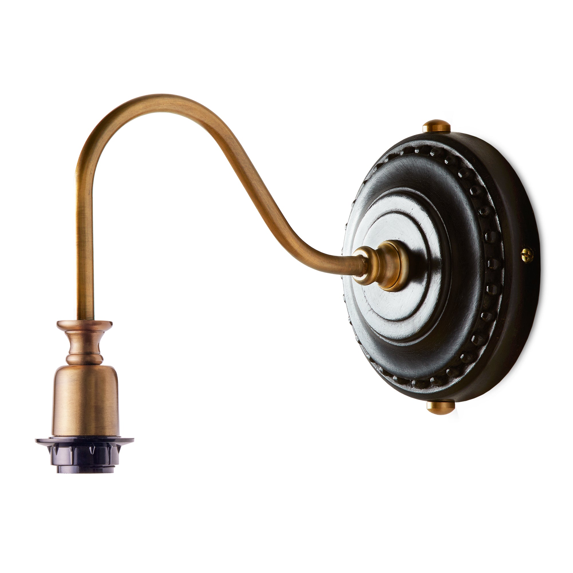 Drake wall fixture in wood and antiqued brass