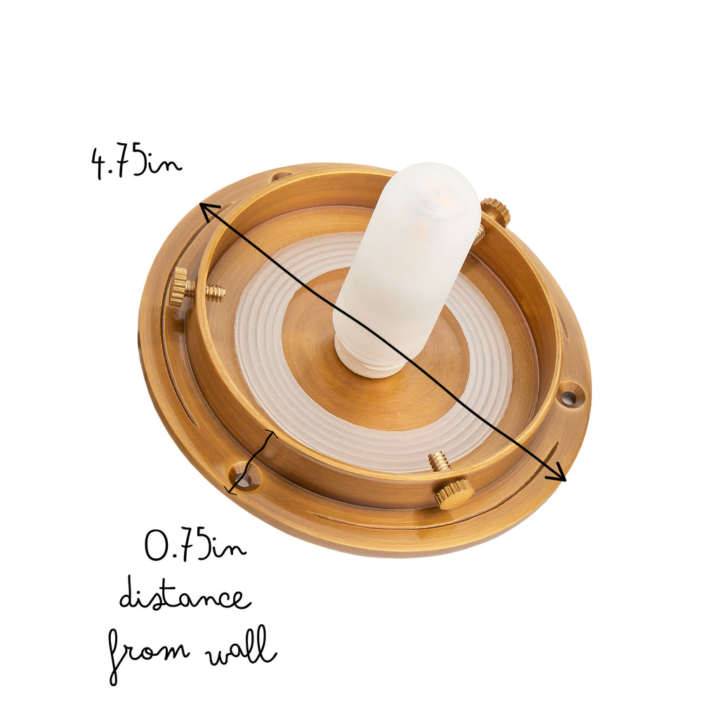 Regular Plumb flush mount fixture in antiqued brass