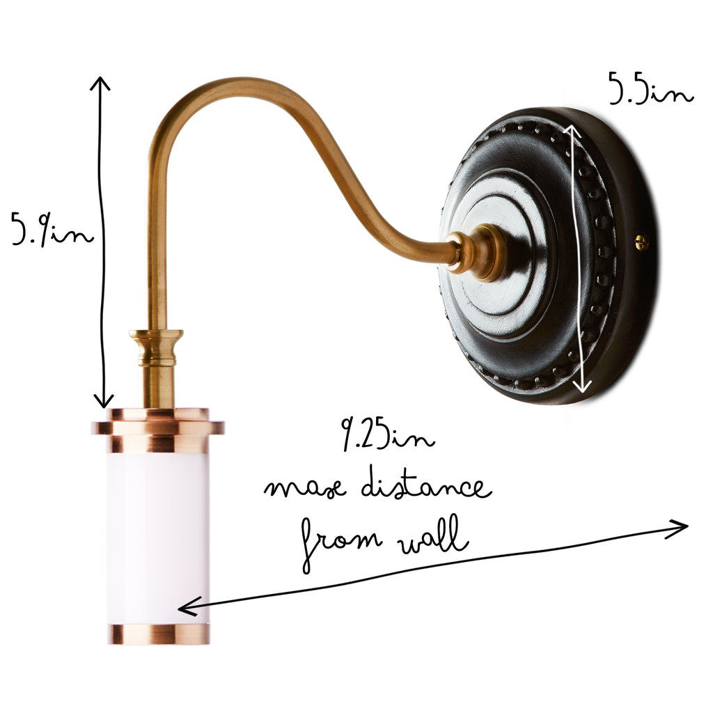 Drake cordless wall fitting in wood and brass