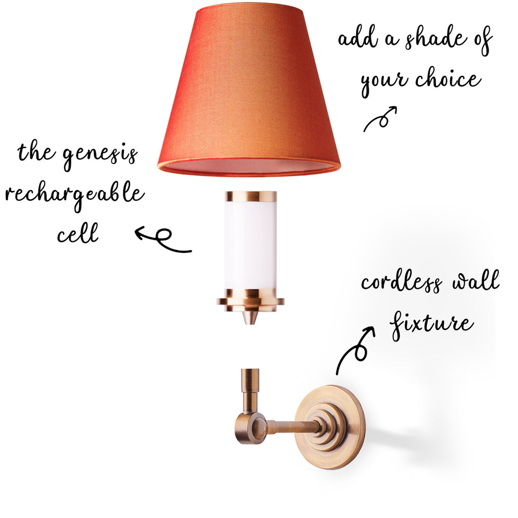 Mini Elbow cordless wall fixture in antique brass