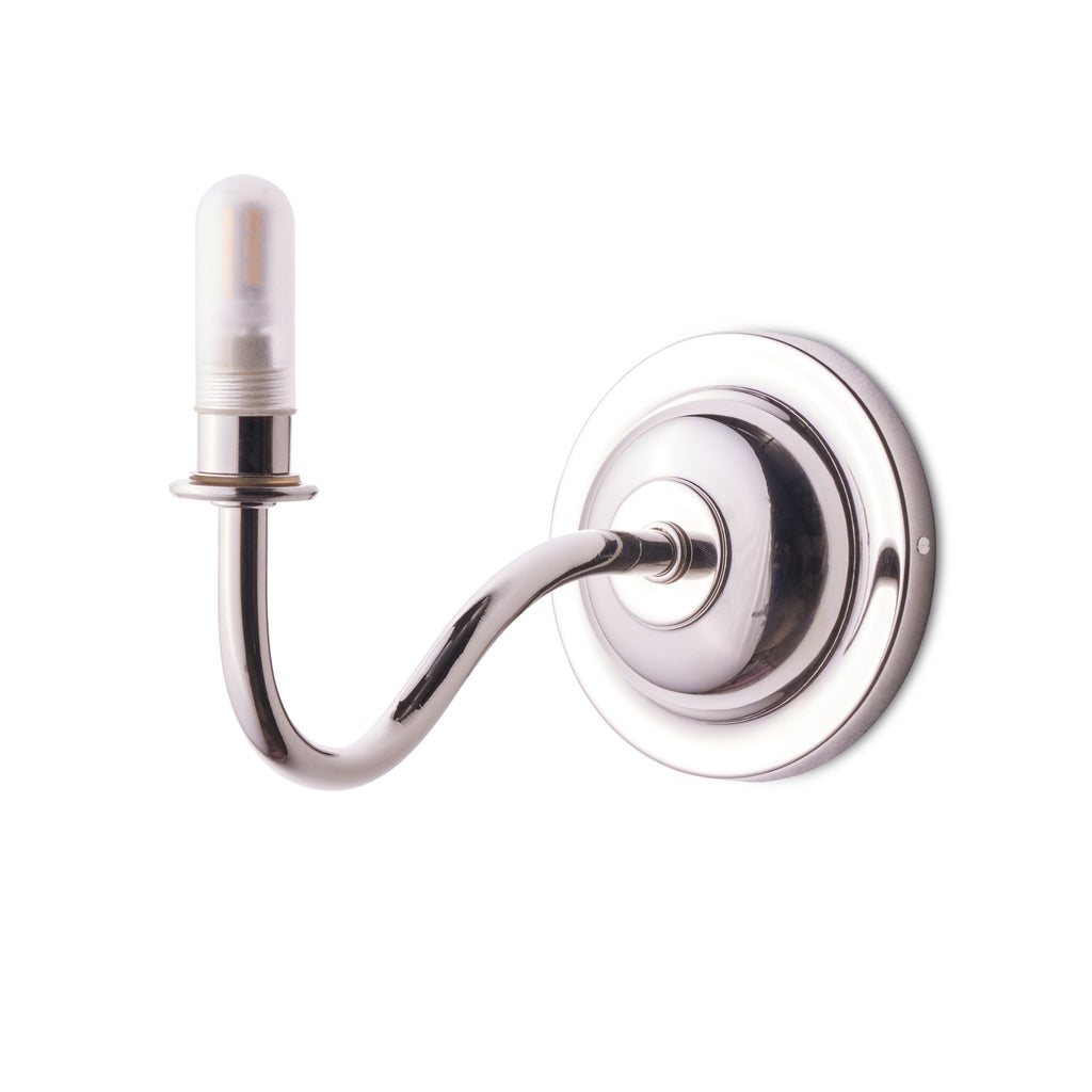 Bathroom Swan neck wall fixture in chrome finish