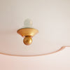 Clover flush mount ceiling light in antiqued brass with glass rods