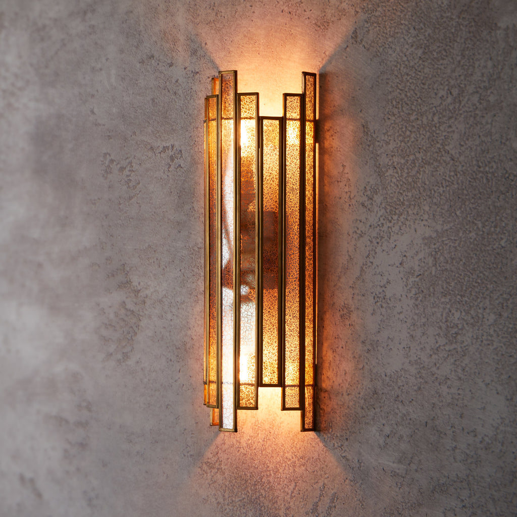 Tall Melville wall sconce in mercurised glass