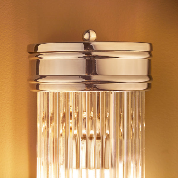 Long Roddy wall sconce in nickel with glass rods