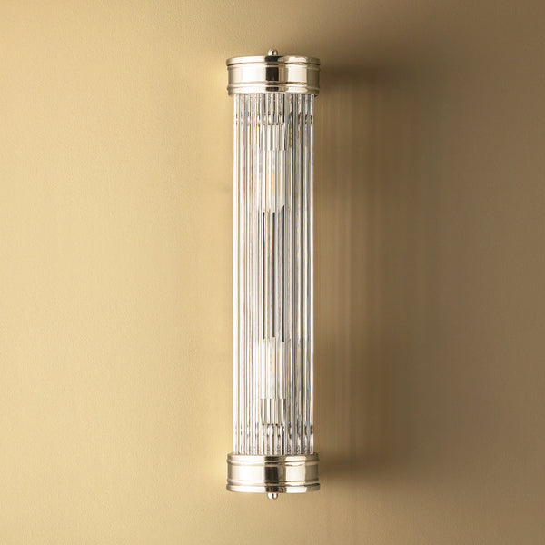 Long Roddy wall sconce in nickel with glass rods