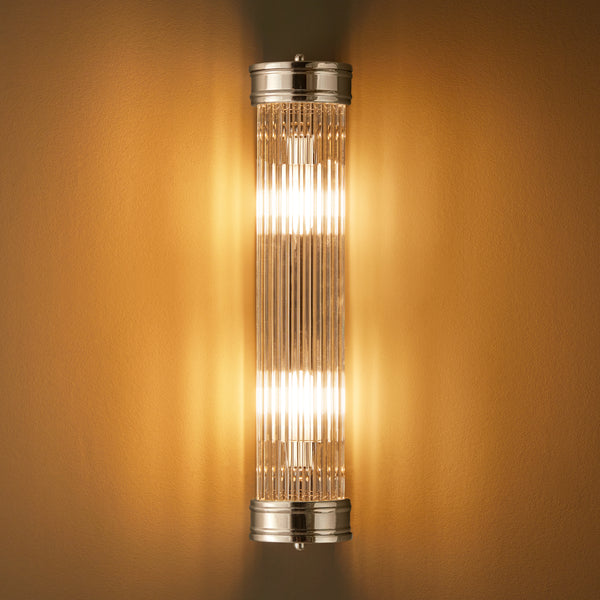 Long Roddy wall sconce in nickel with glass rods
