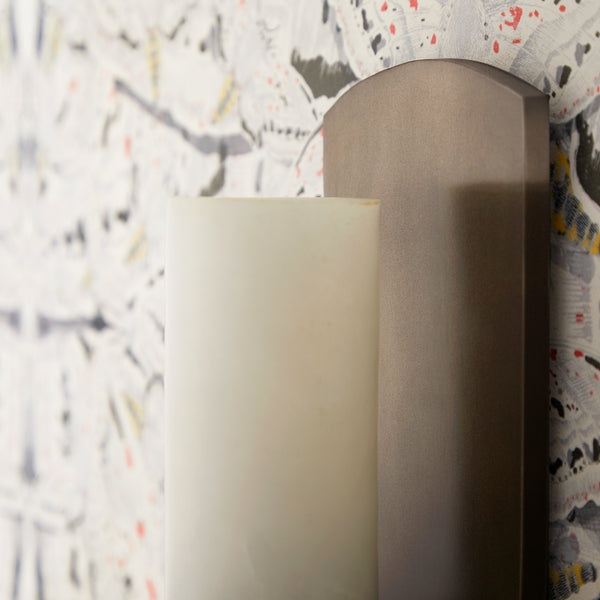 Roly wall sconce in bronze with an alabaster tube